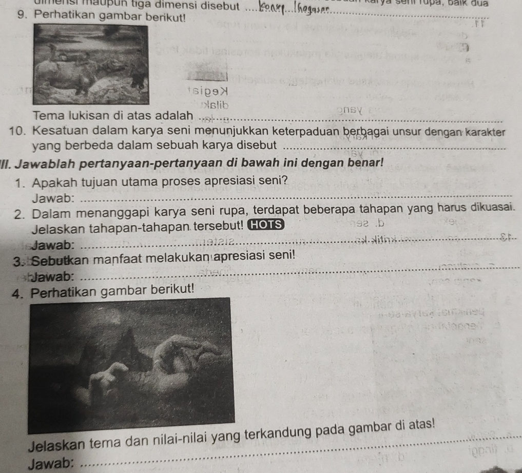 9. Perhatikan gambar berikut! Tema lukisan | StudyX