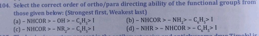 104. Select the correct order of ortho/para | StudyX