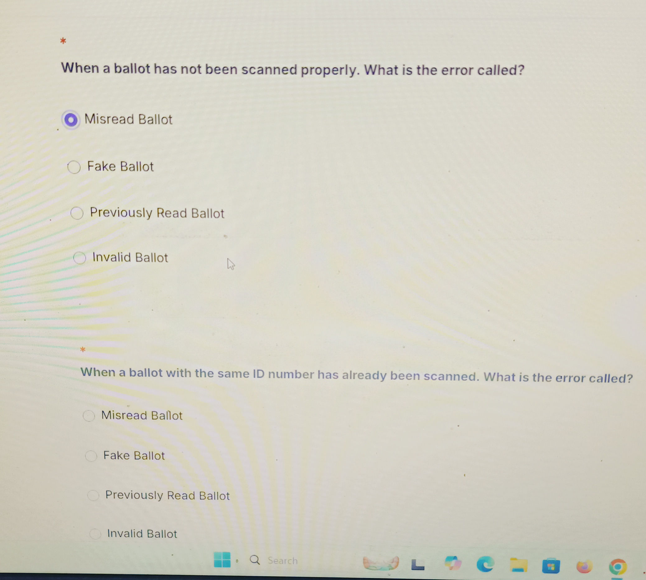 When a ballot has not been scanned properly. | StudyX