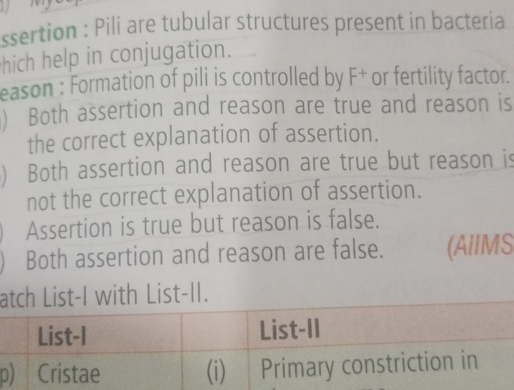 Assertion: Pili are tubular structures | StudyX