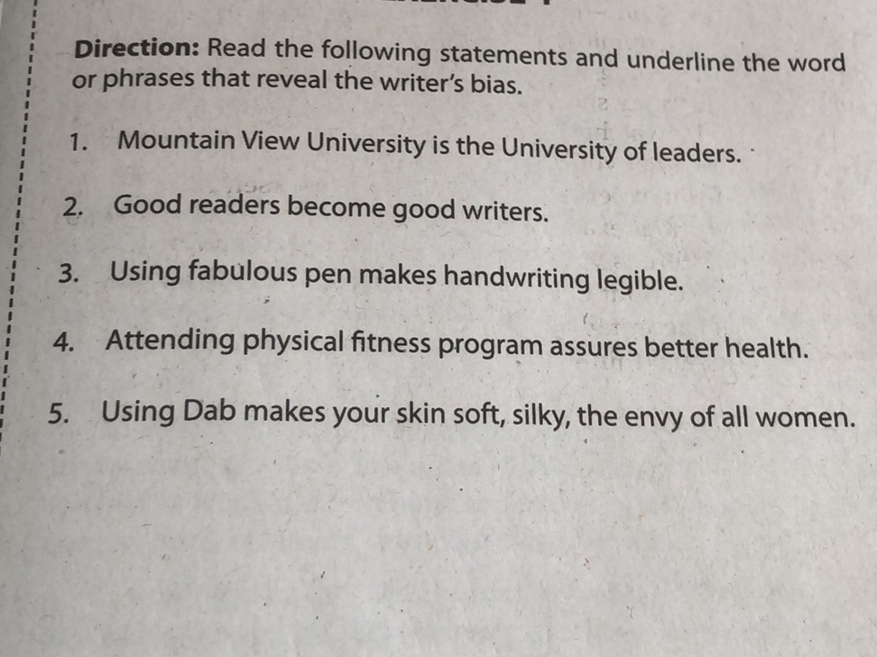 Direction: Read the following statements and | StudyX