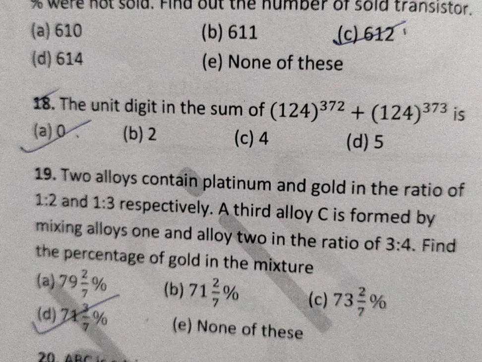 18. The unit digit in the sum of | StudyX