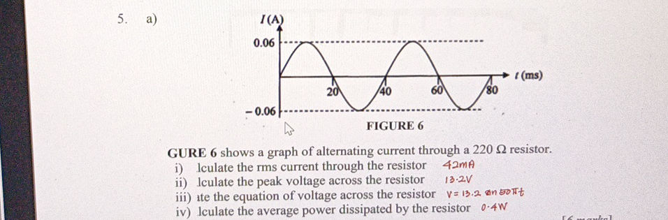 5. a) FIGURE 6 shows a graph of alternating | StudyX