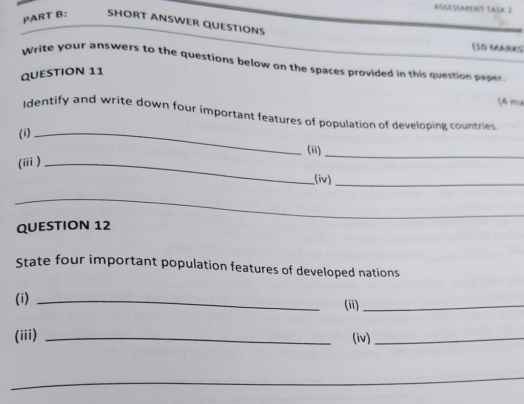 QUESTION 11 Identify and write down four | StudyX