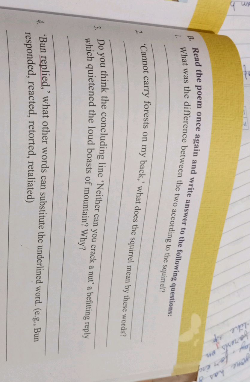 B. Read the poem once again and write answer | StudyX