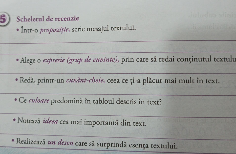 5 Scheletul de recenzie • Într-o propoziție,