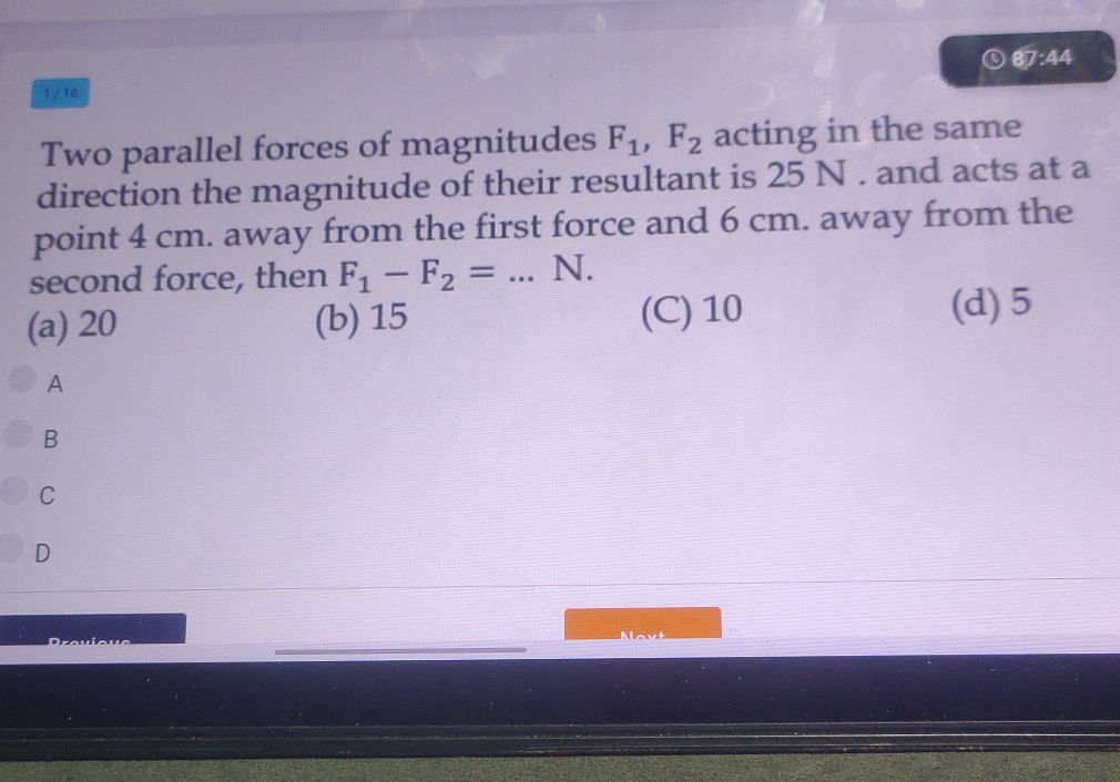 Two parallel forces of magnitudes $F_1$, | StudyX