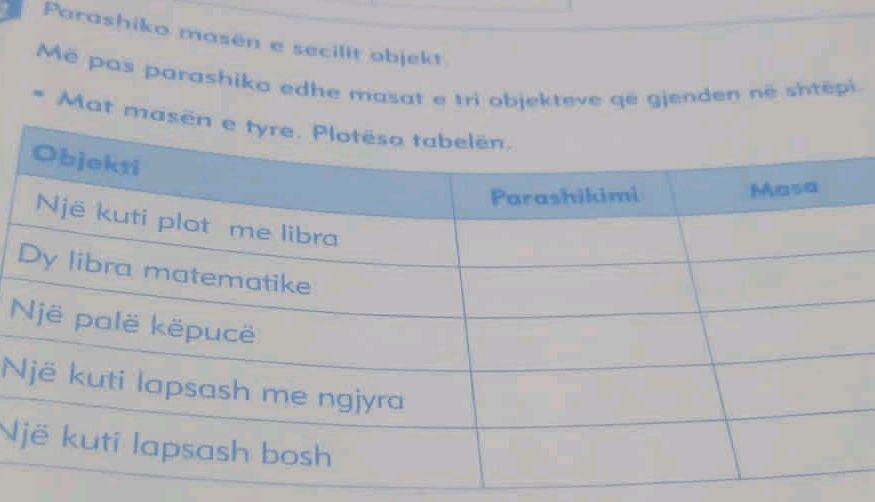 Parashiko masën e secilit objekt Më pas | StudyX