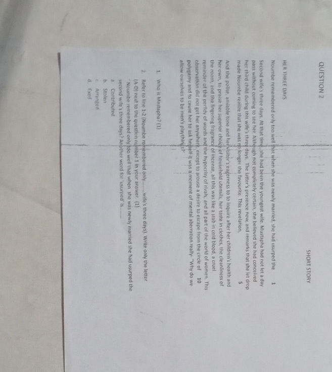 1. Who is Mastapha? (1) 2. Refer to line 1-2 | StudyX