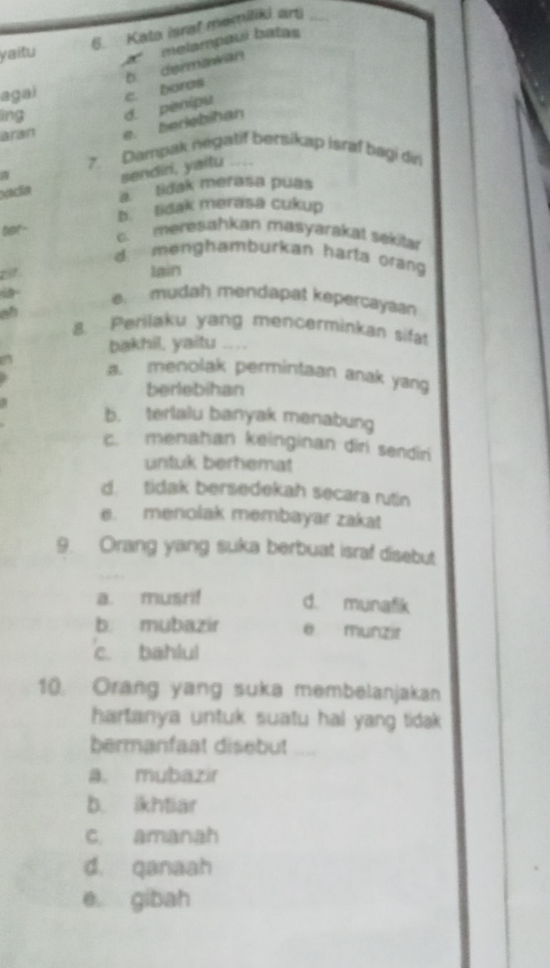 6. Kata israf memiliki arti... melampaui | StudyX