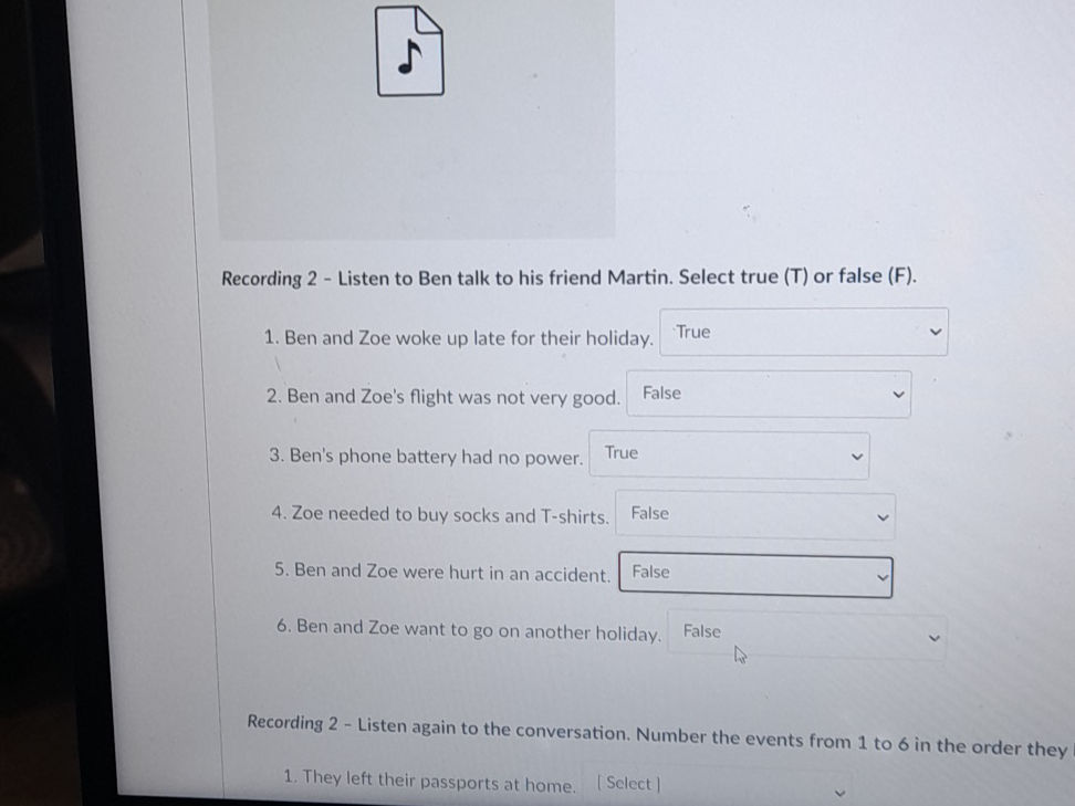 Recording 2 - Listen to Ben talk to his | StudyX