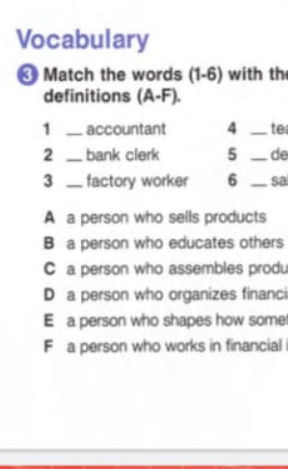 Match the words (1-6) with the definitions | StudyX