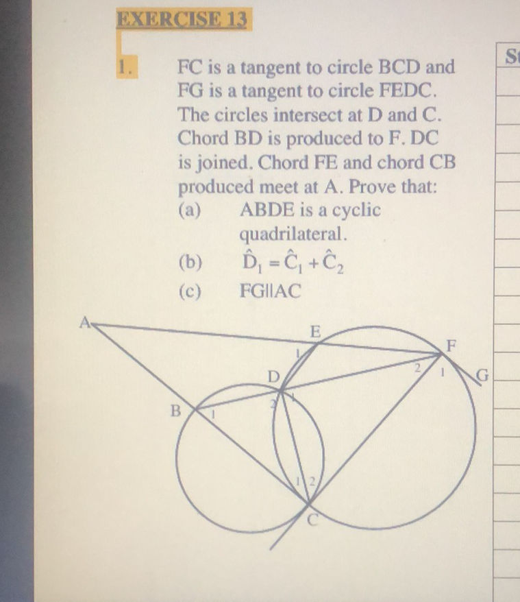 FC is a tangent to circle BCD and FG is a | StudyX