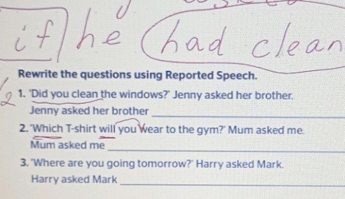 Rewrite the questions using Reported Speech. | StudyX