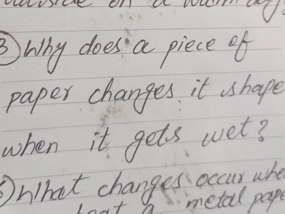 3) Why does a piece of paper changes it | StudyX