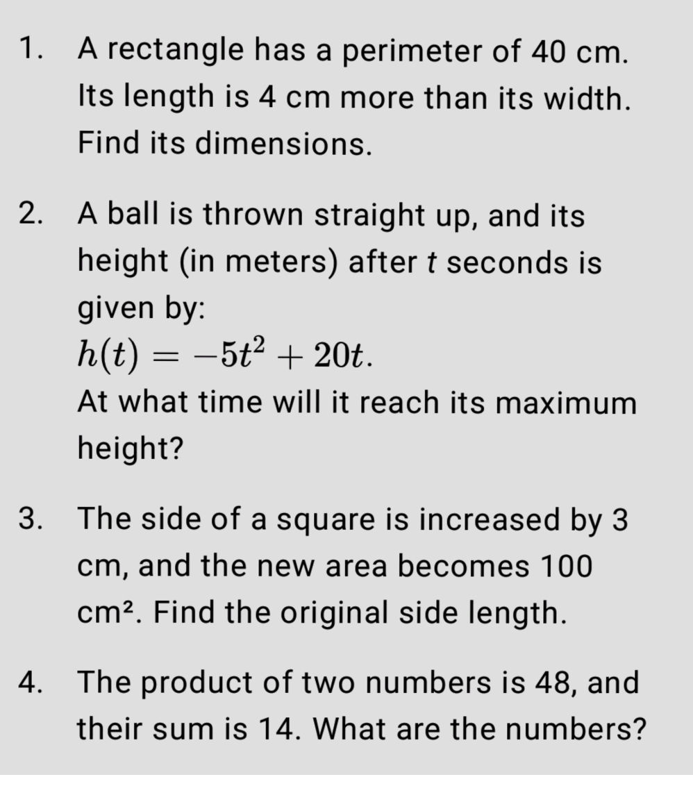 1. A rectangle has a perimeter of 40 cm. Its | StudyX