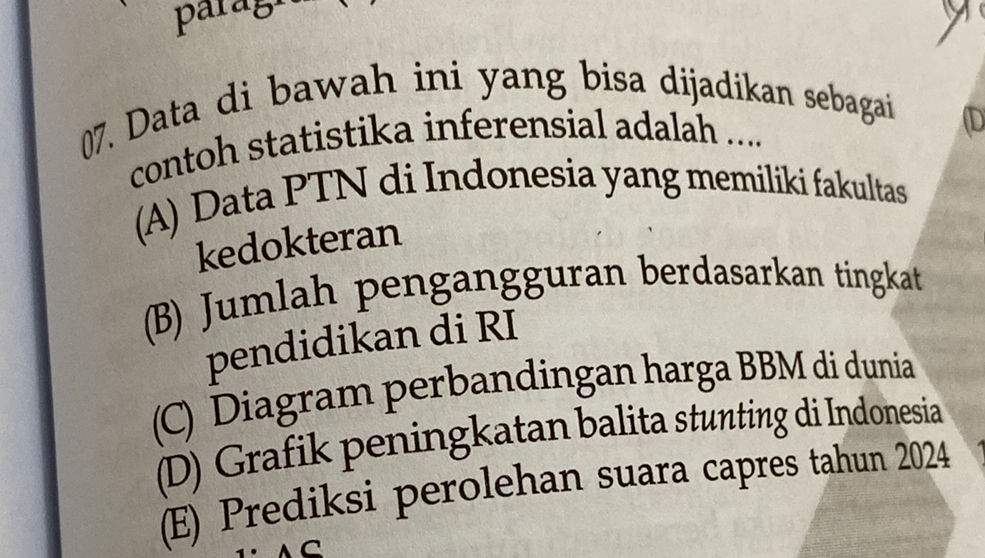 07. Data di bawah ini yang bisa dijadikan | StudyX