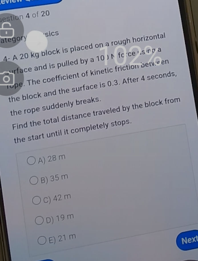 4- A 20 kg block is placed on a rough | StudyX