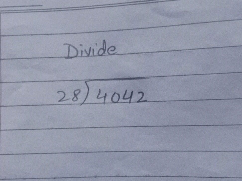 Dividing 4042 by 28 | StudyX
