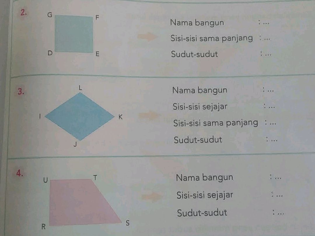 2. Nama bangun : ... Sisi-sisi sama panjang | StudyX