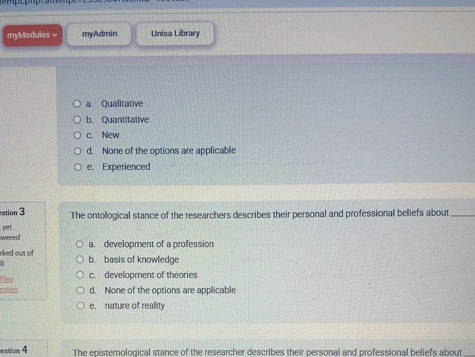 The ontological stance of the researchers | StudyX