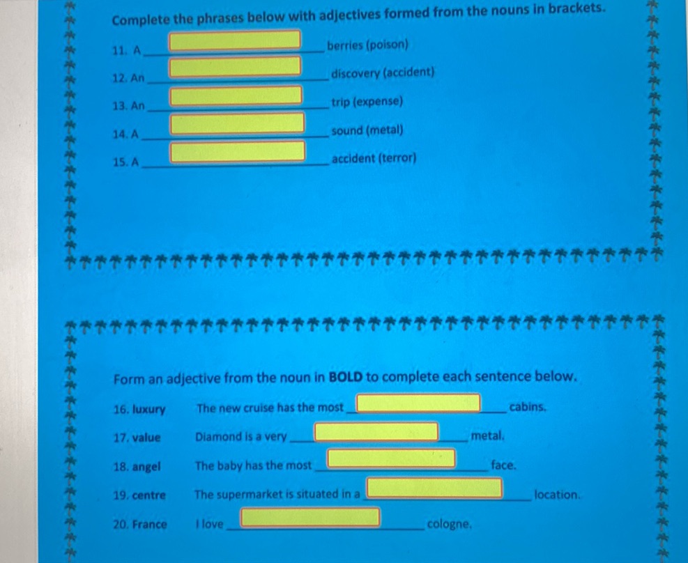 Complete the phrases below with adjectives | StudyX