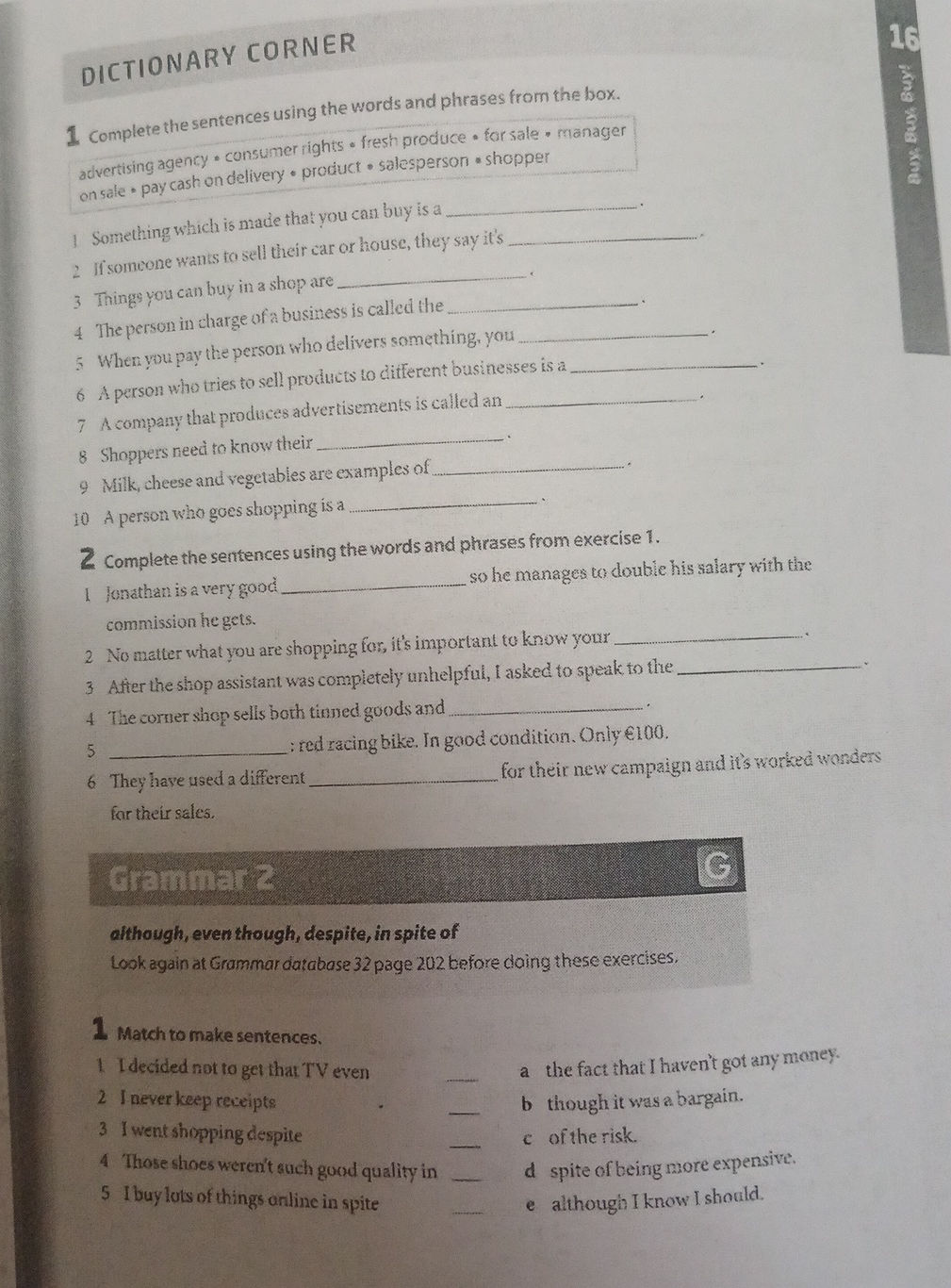 1 Complete the sentences using the words and | StudyX