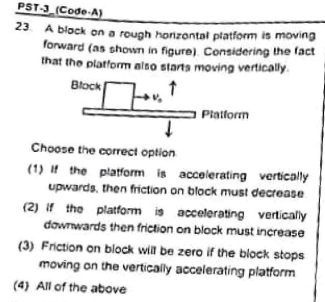 A block on a rough horizontal platform is | StudyX