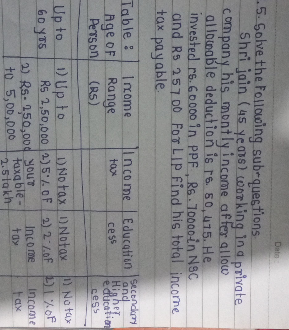 1. 5. Solve the Following sub-questions. | StudyX