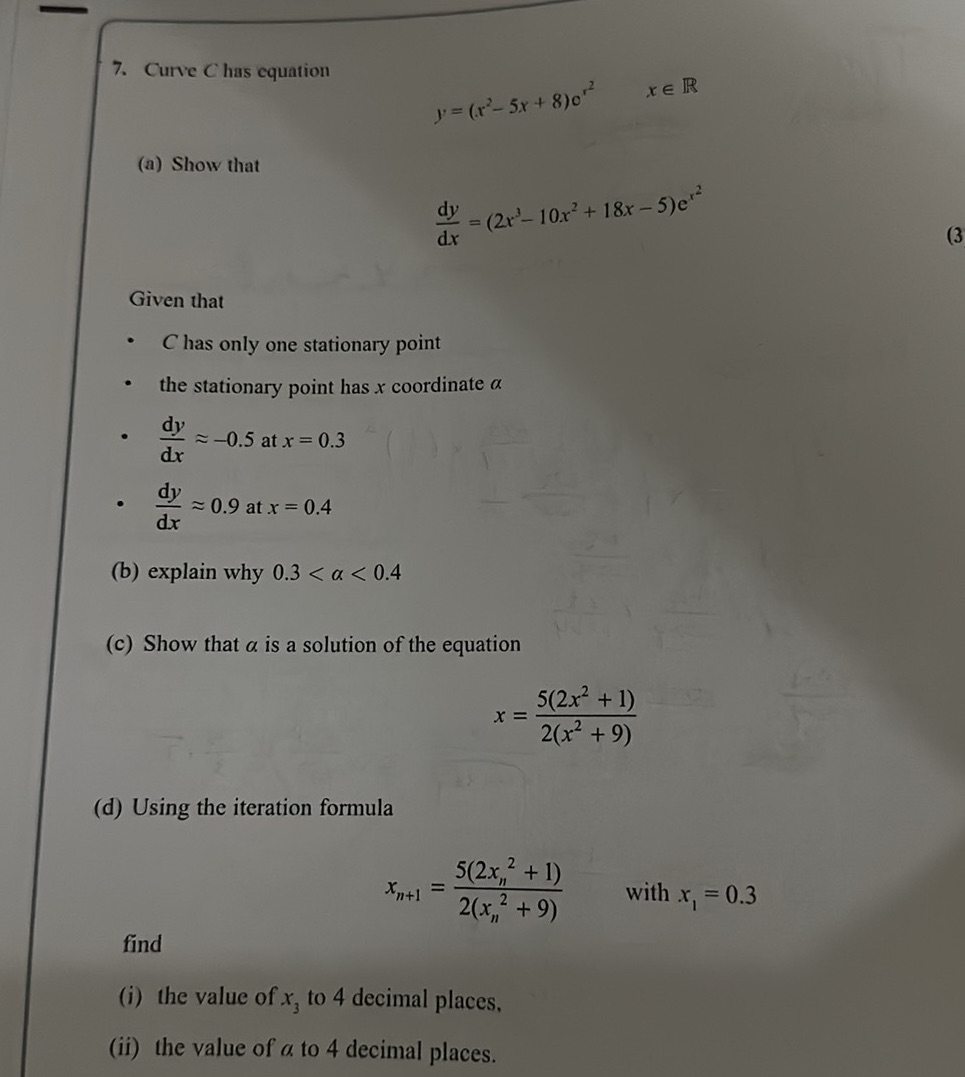7. Curve C has equation $y = (x^2 - 5x + | StudyX