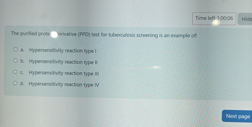 The purified protein derivative (PPD) test | StudyX