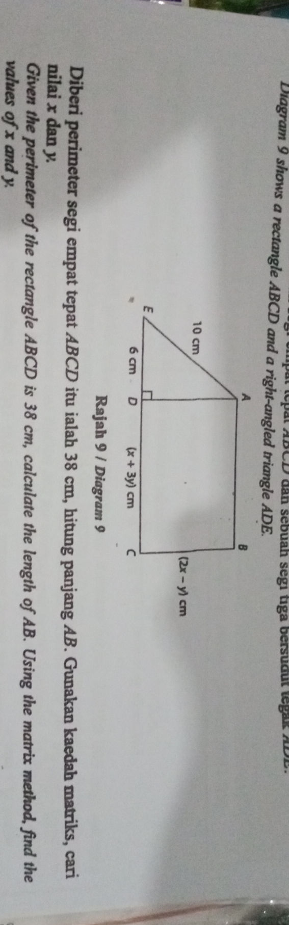 Diagram 9 shows a rectangle ABCD and a | StudyX