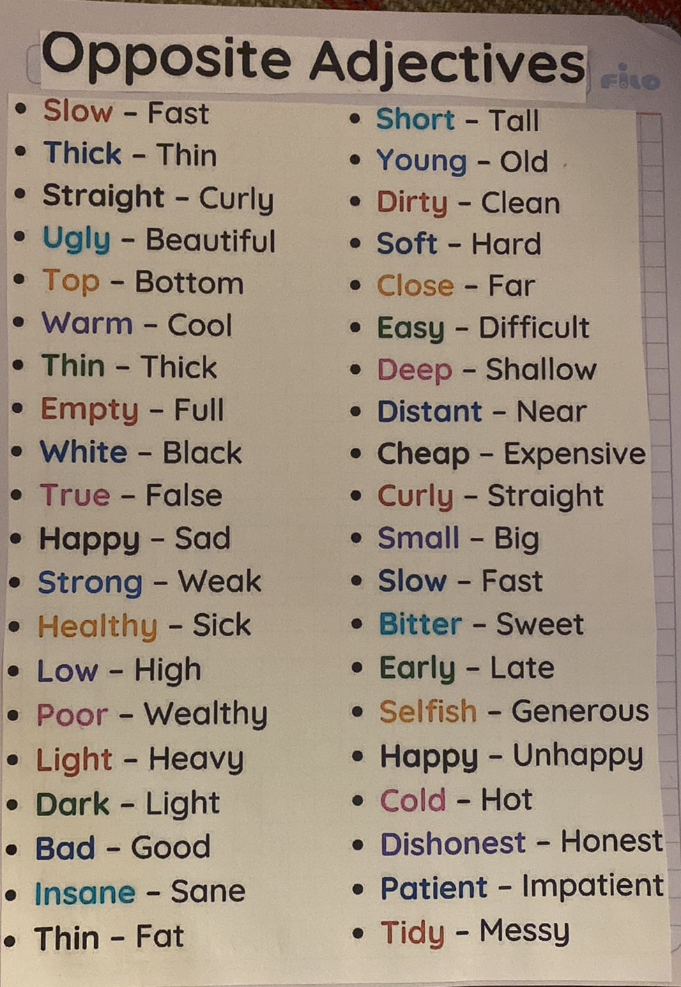 Opposite Adjectives * Slow - Fast * | StudyX