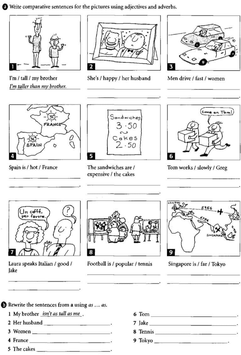 a Write comparative sentences for the | StudyX