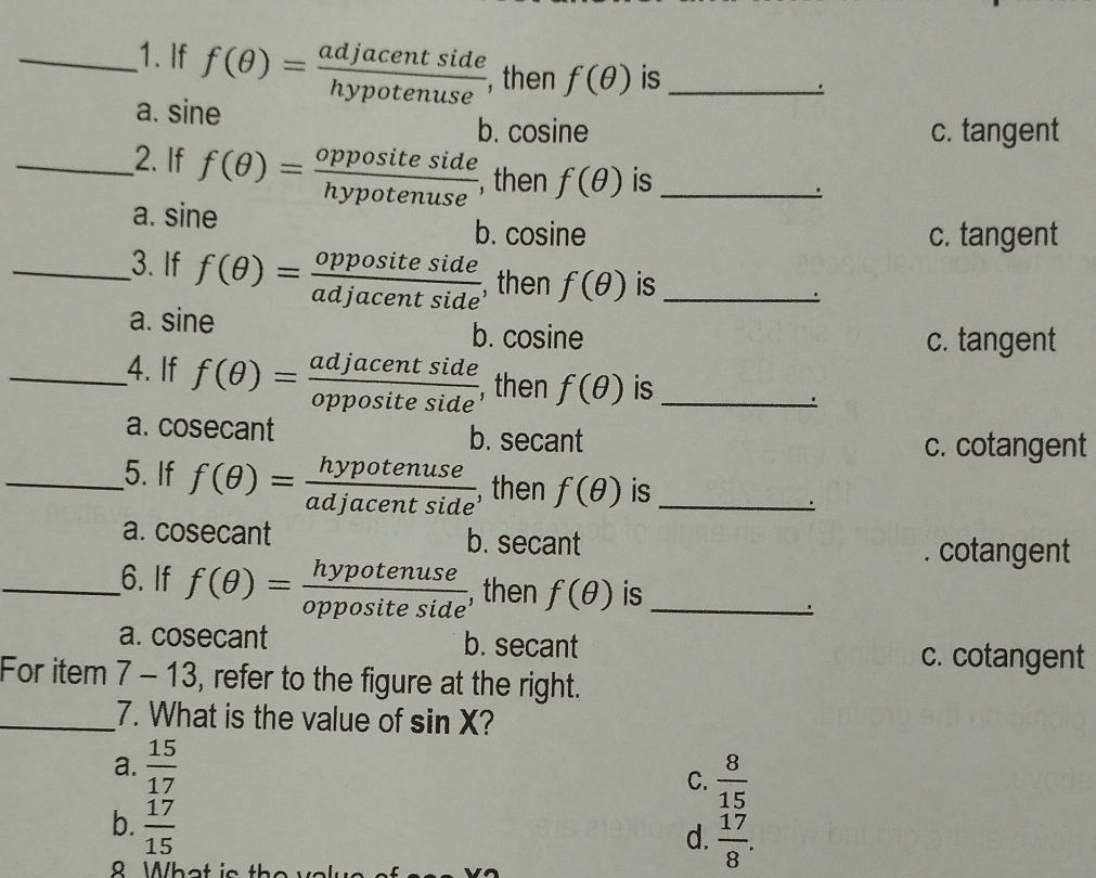 1. If $f( ) = {adjacent\ | StudyX