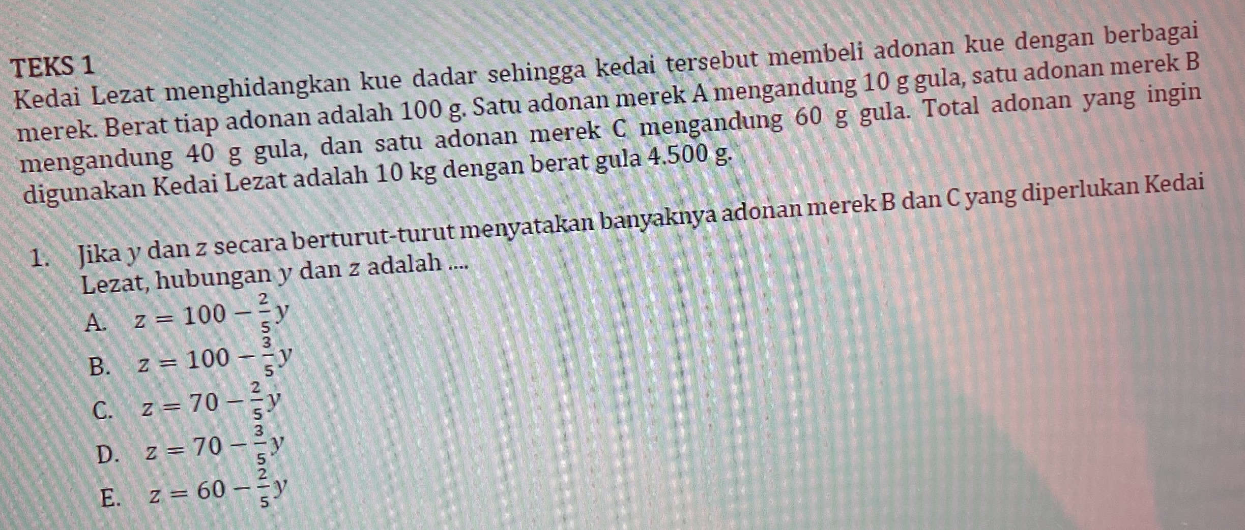 1. Jika y dan z secara berturut-turut | StudyX