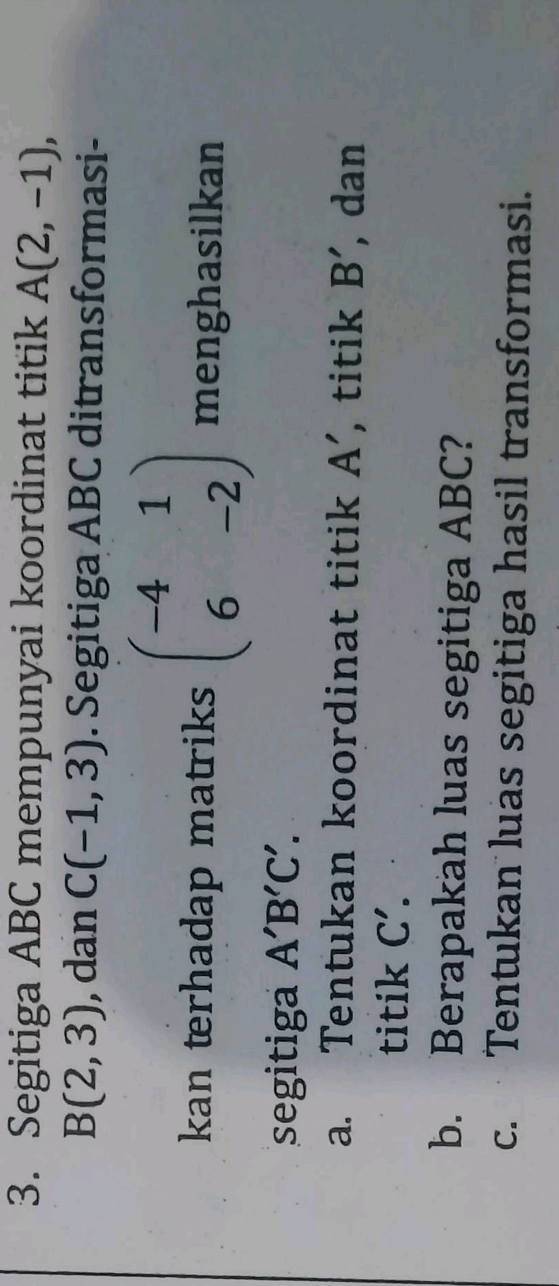 3. Segitiga ABC mempunyai koordinat titik | StudyX