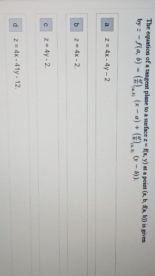 The equation of a tangent plane to a surface | StudyX