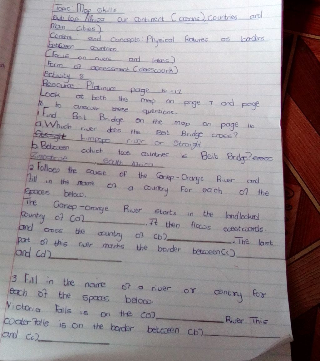 1. Find Beit Bridge on the map on page 16 to | StudyX