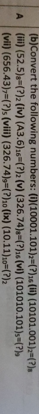 (b) Convert the following numbers: (i) | StudyX