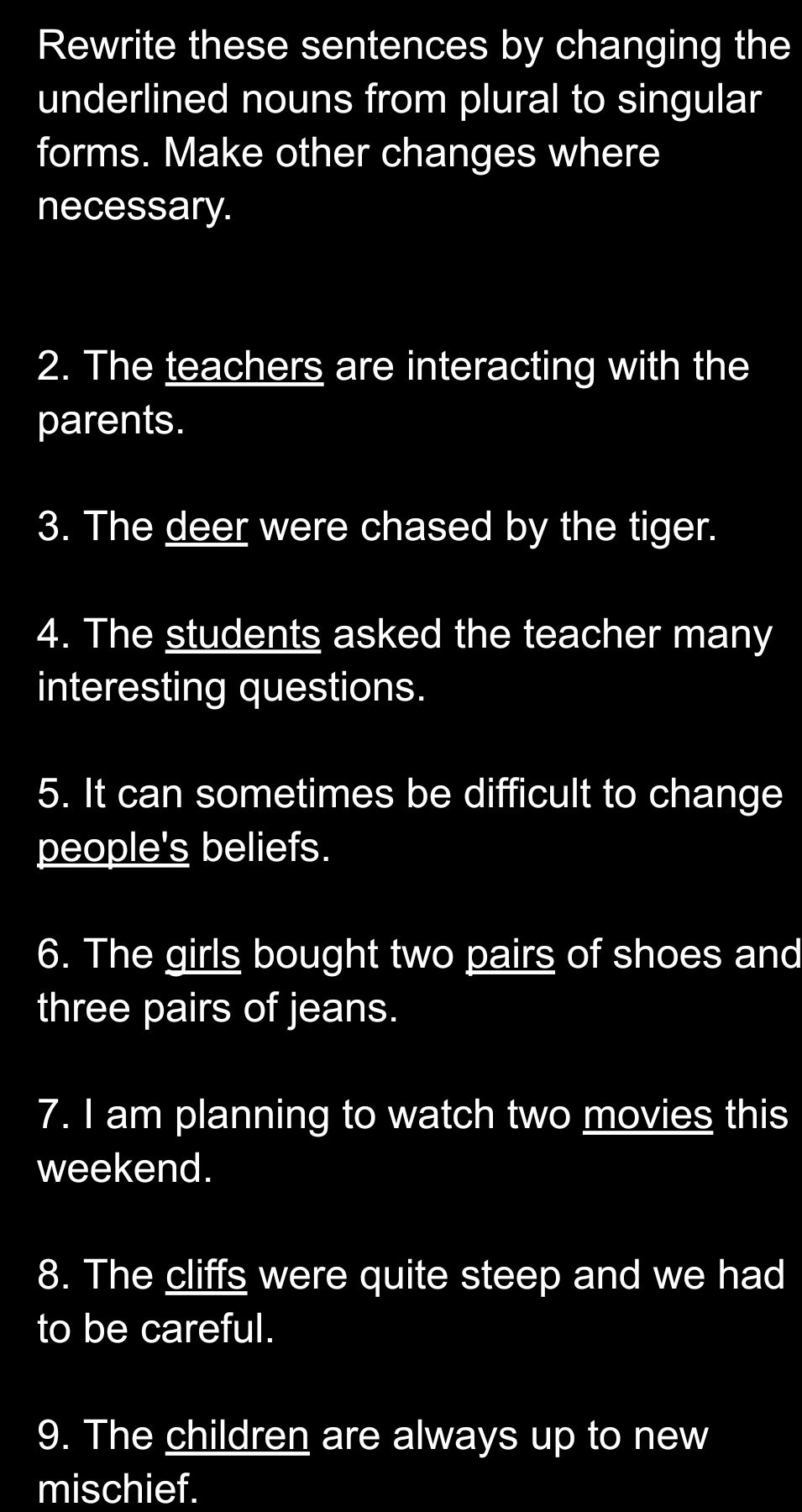 Rewrite these sentences by changing the | StudyX