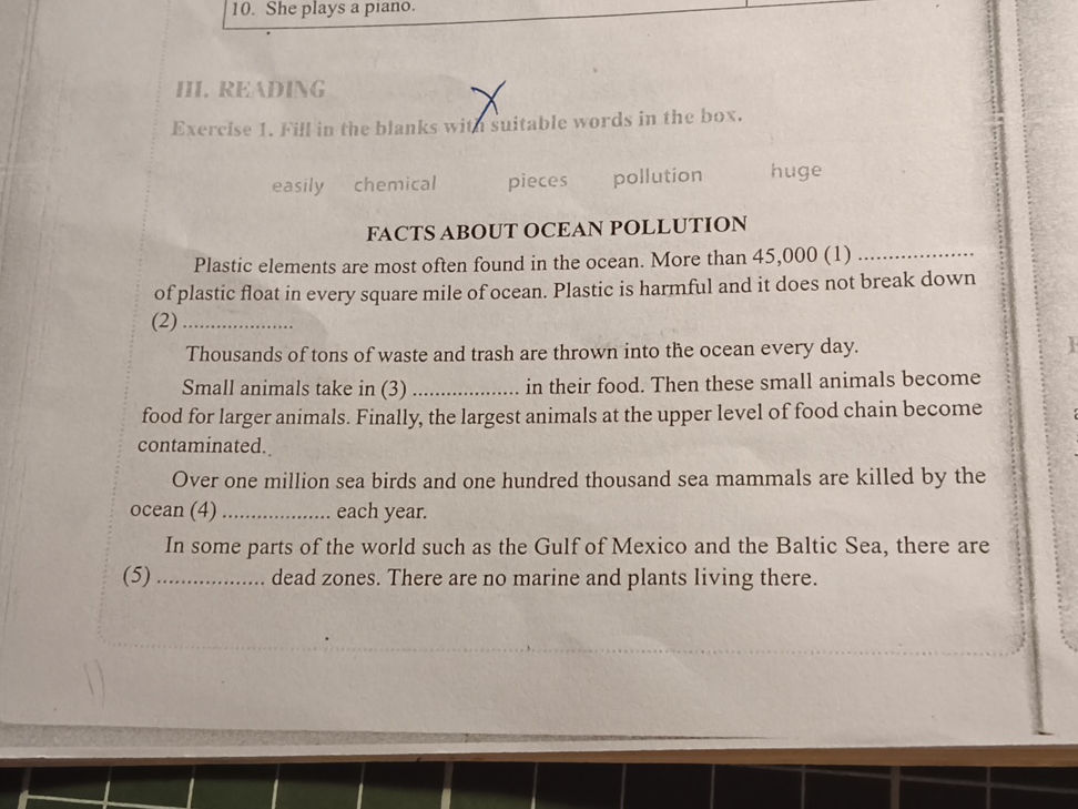 Exercise 1. Fill in the blanks with suitable | StudyX