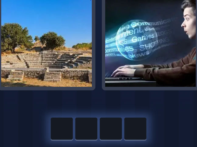 The image shows two pictures and four blank | StudyX