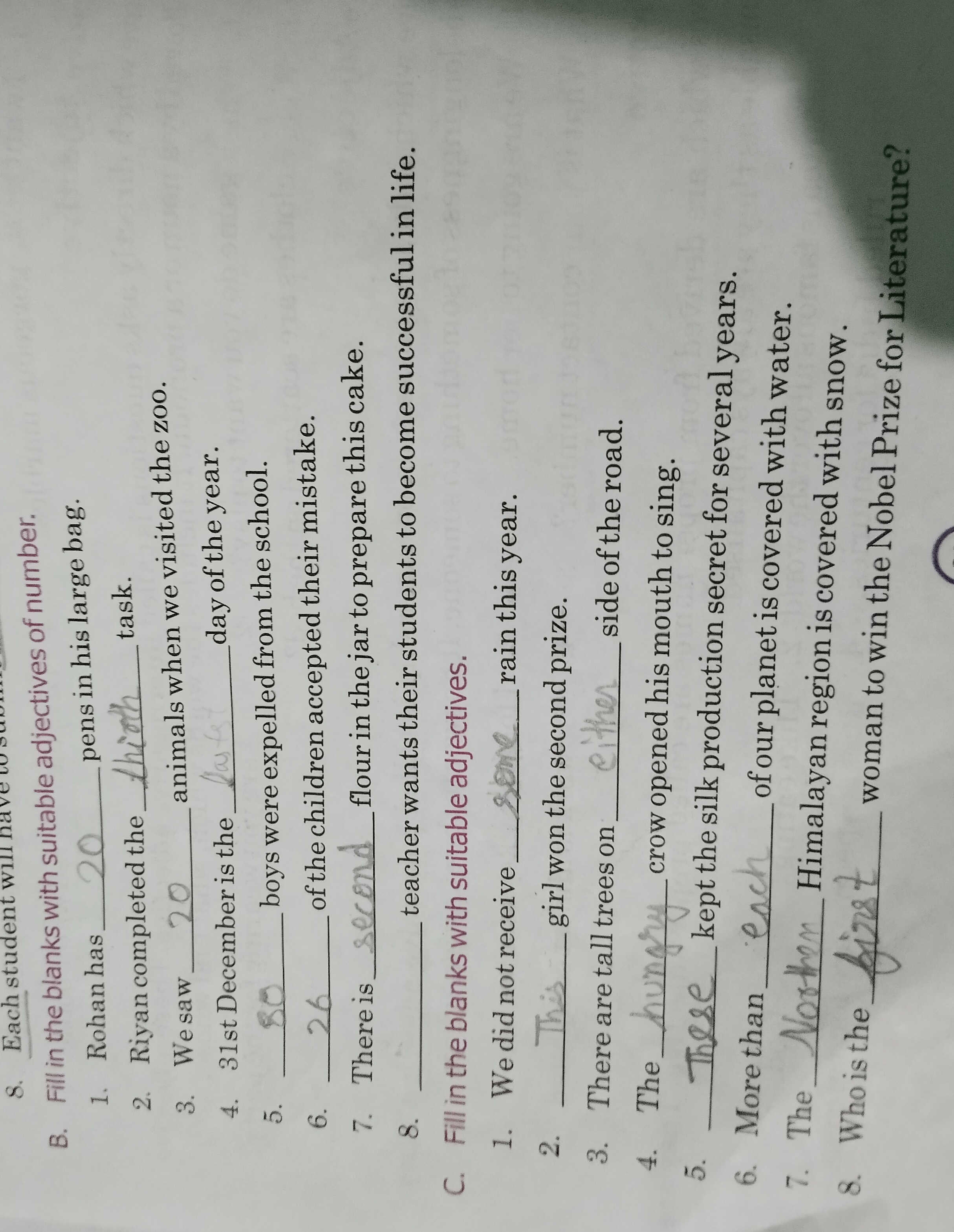 B. Fill in the blanks with suitable | StudyX