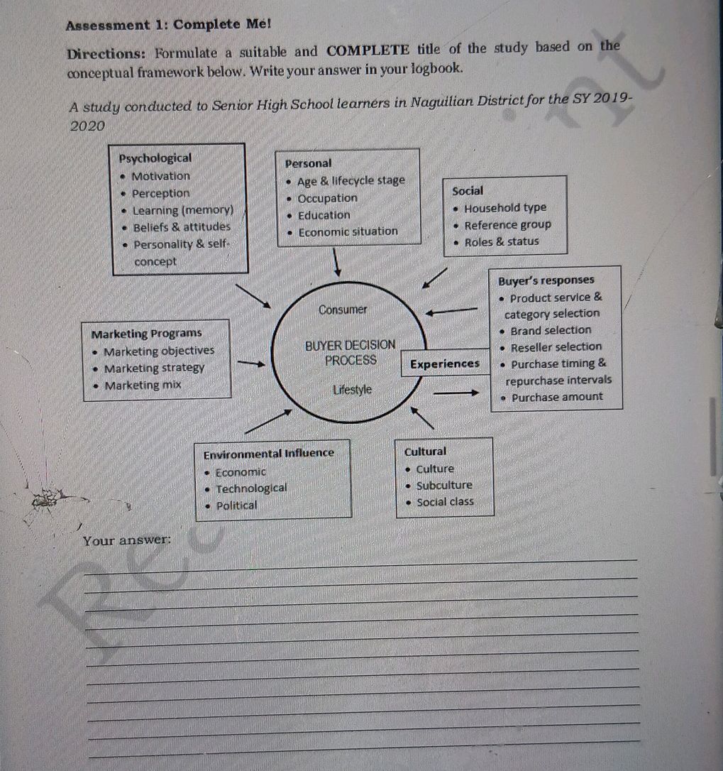 Assessment 1: Complete Me! Directions: | StudyX