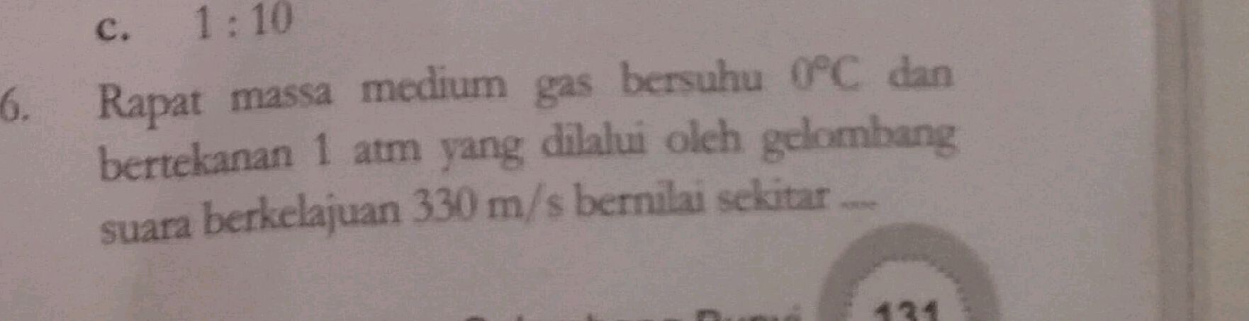 6. Rapat massa medium gas bersuhu 0°C dan | StudyX
