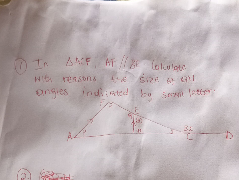 In $ ACF$, $AF BE$. Calculate with | StudyX