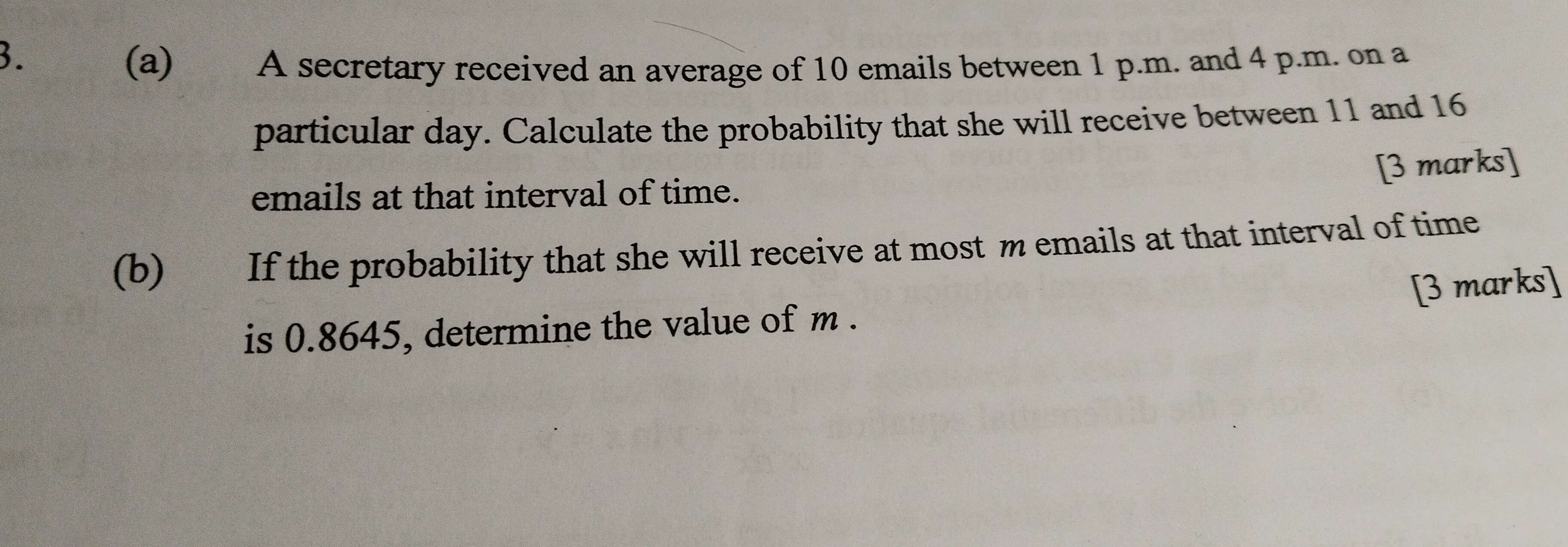 (a) A secretary received an average of 10 | StudyX