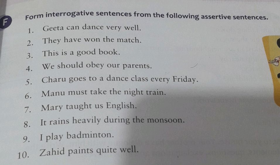 Form interrogative sentences from the | StudyX