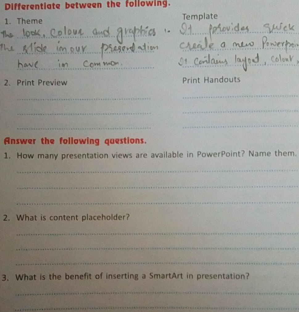 Differentiate between the following. 1. | StudyX